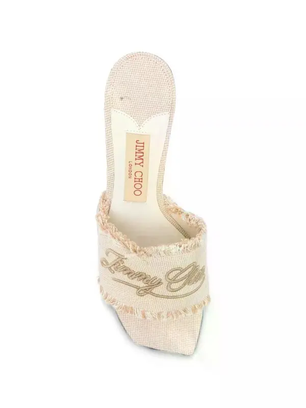 JIMMY CHOO Alexia Logo-embroidered Frayed Sandals