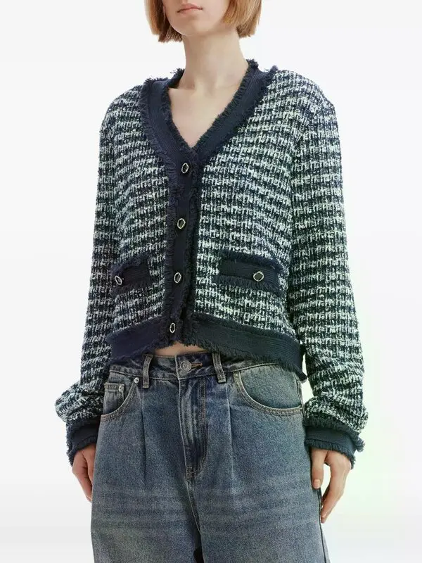 B+AB Tweed-effect Frayed Cardigan