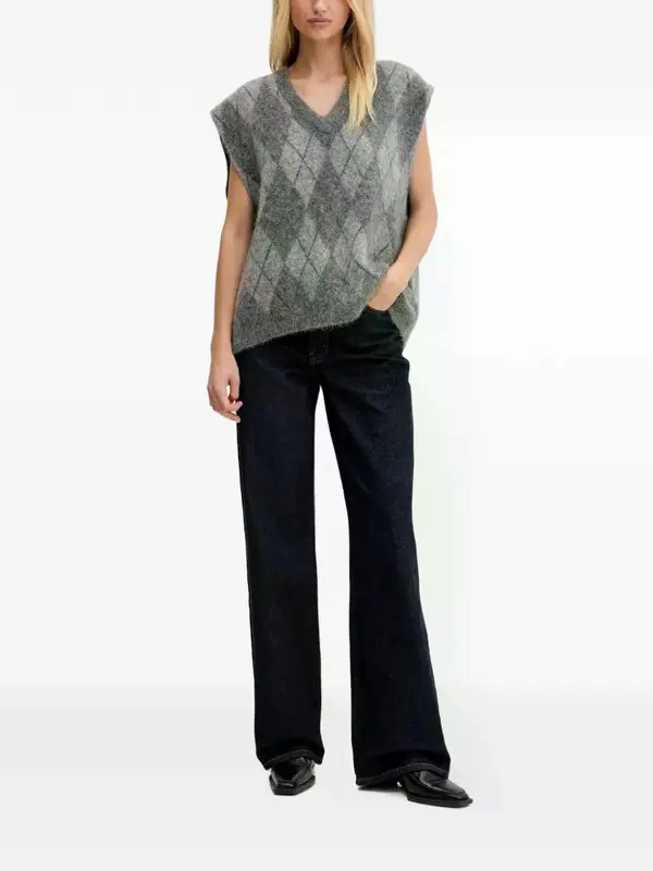 GESTUZ Argyle-knit V-neck Vest