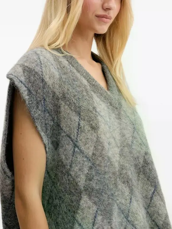 GESTUZ Argyle-knit V-neck Vest