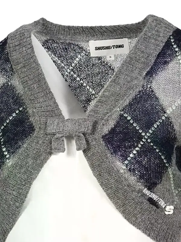 SHUSHU/TONG Argyle-knit Cropped Cardigan