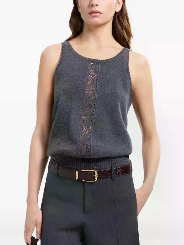 Elie Saab Lace-insert Knit Top