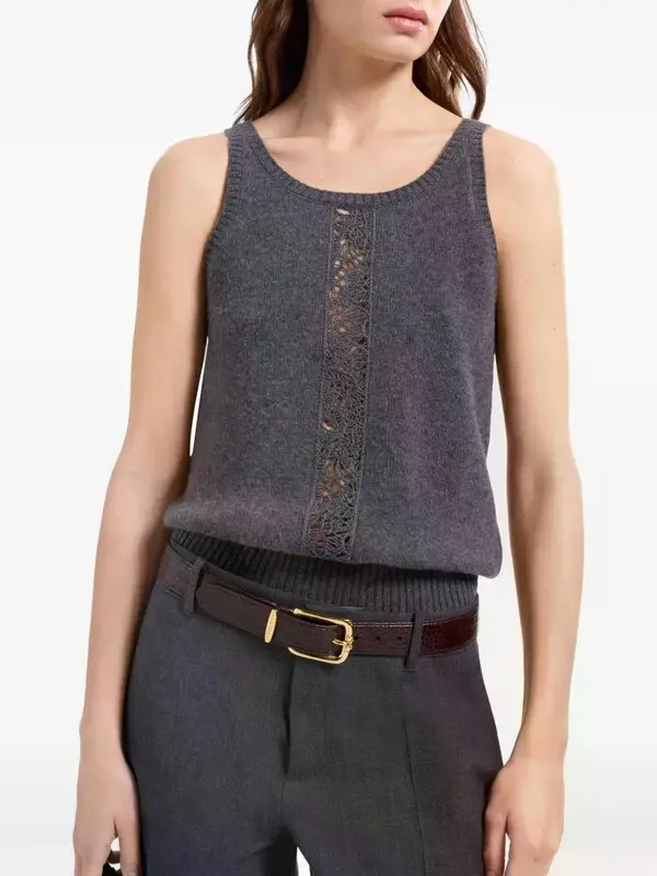 Elie Saab Lace-insert Knit Top