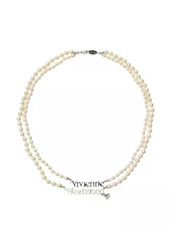 VIVIENNE WESTWOOD Emilio Logo-lettering Pearl Necklace - Neutrals