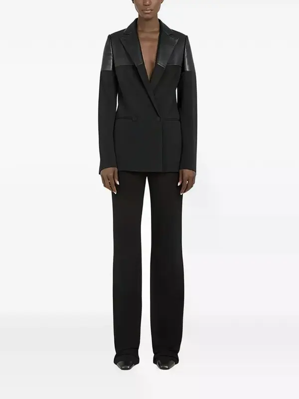 FERRAGAMO Leather-panelled Double-breasted Blazer