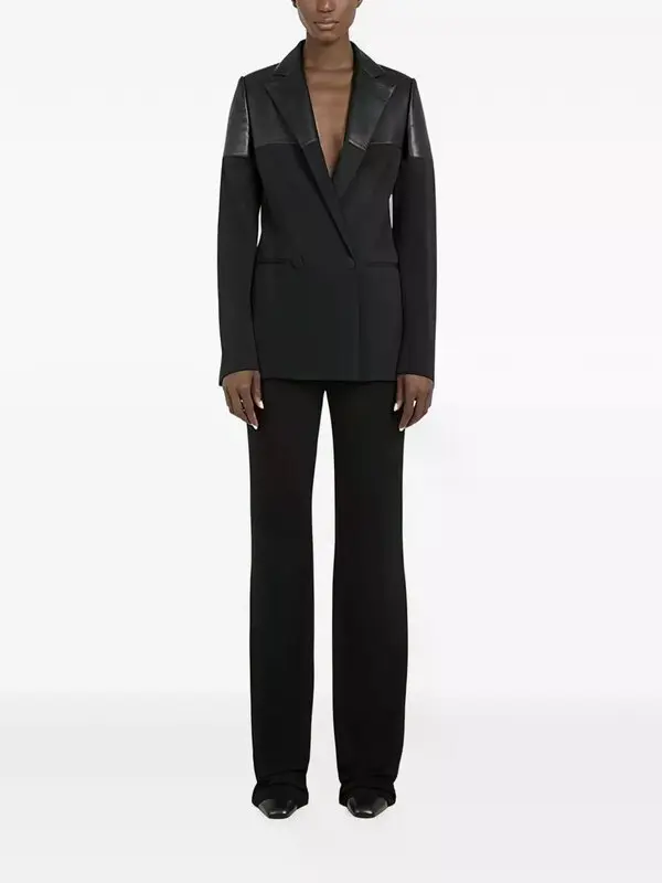 FERRAGAMO Leather-panelled Double-breasted Blazer