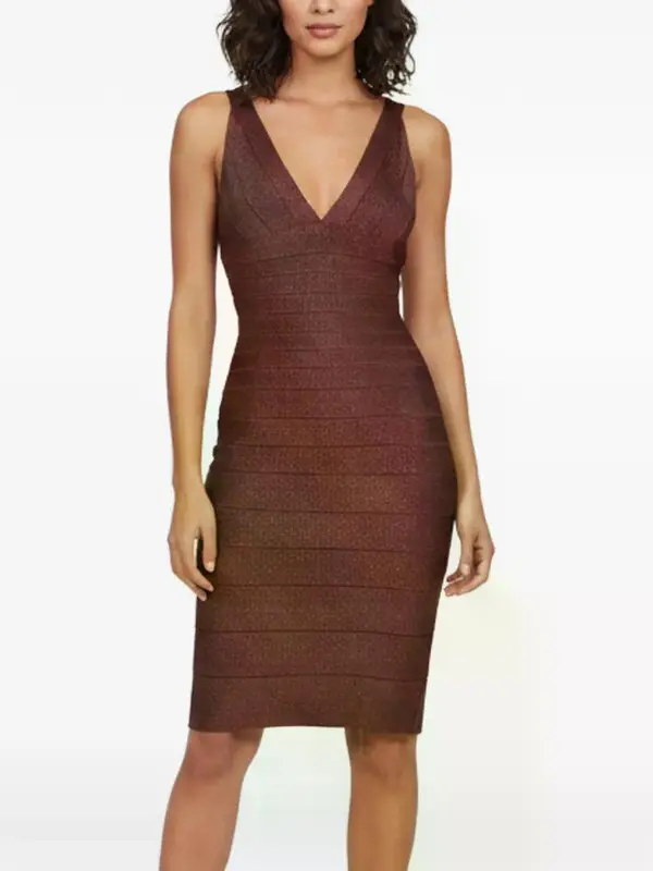 Herve Leger Bandage Rib-knit Midi Dress