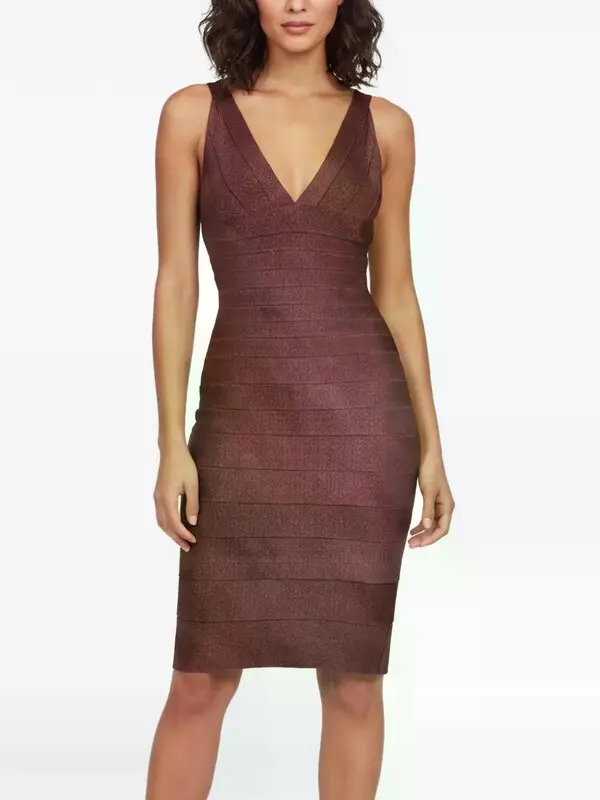 Herve Leger Bandage Rib-knit Midi Dress - Red