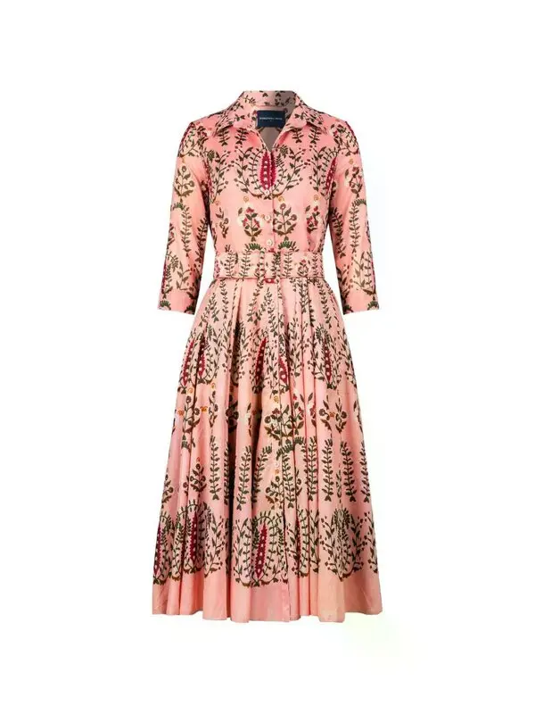Samantha Sung Aster Belted Floral-print Midi Dress