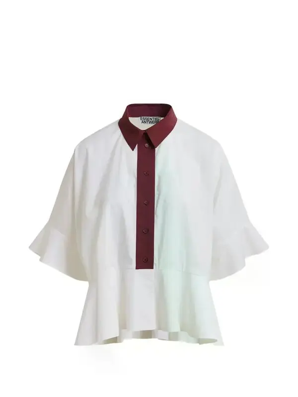 Essentiel Antwerp Peplum Ruffled-sleeve Shirt