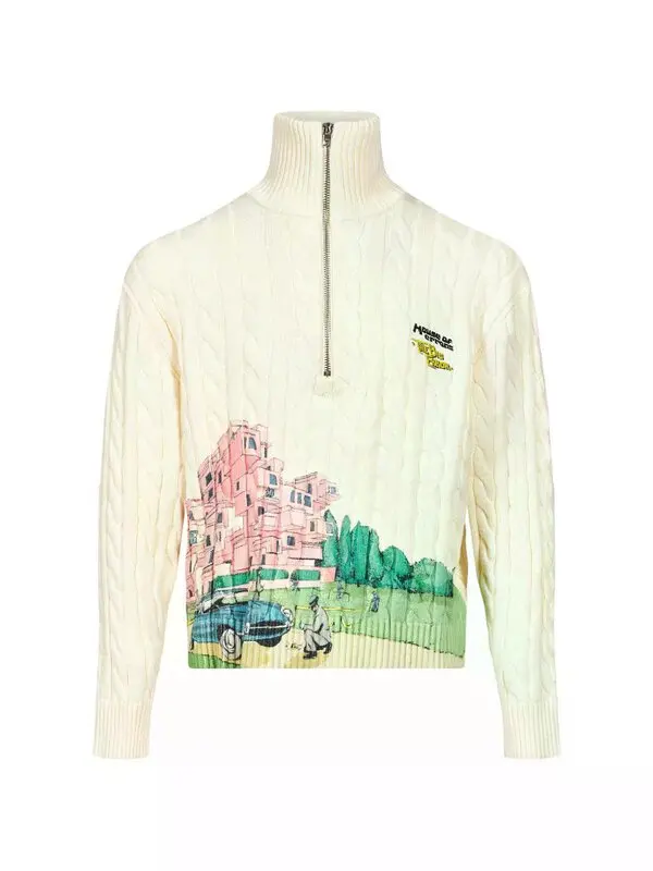 HOUSE OF ERRORS Graphic-print Cable-knit Sweater