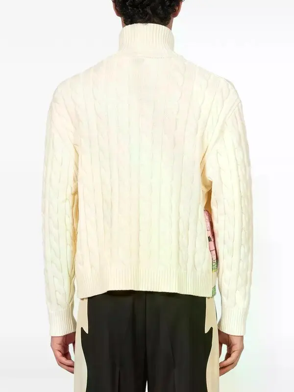 HOUSE OF ERRORS Graphic-print Cable-knit Sweater