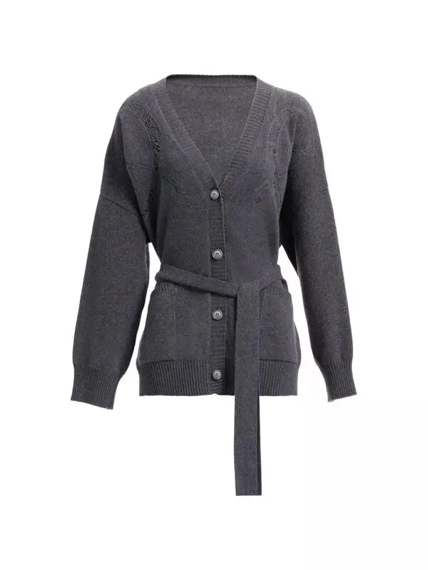 Elie Saab Lace-panel Belted Cardigan