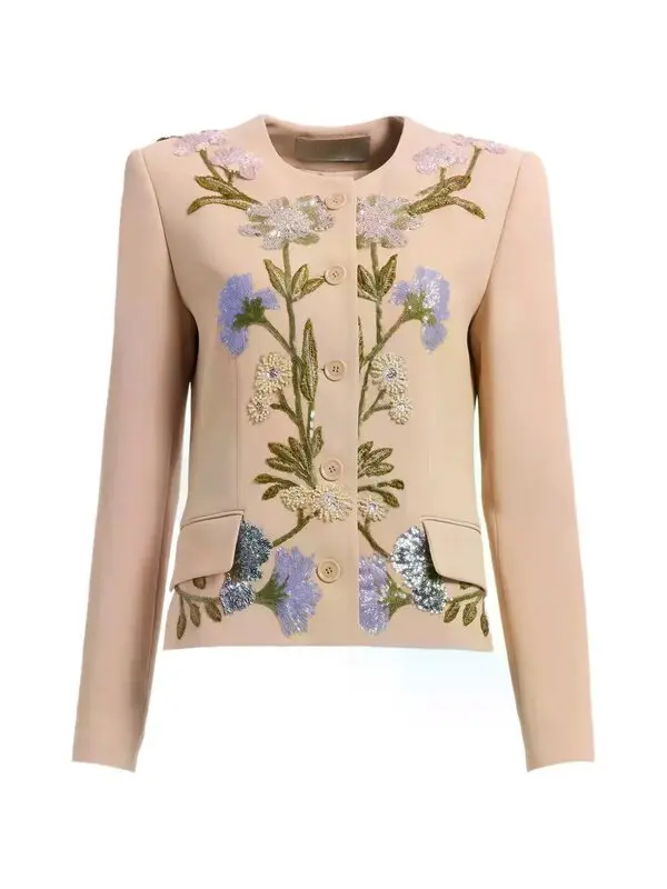 Elie Saab Sequin-embellished Floral-embroidered Jacket
