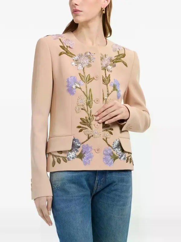 Elie Saab Sequin-embellished Floral-embroidered Jacket