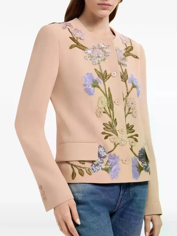 Elie Saab Sequin-embellished Floral-embroidered Jacket