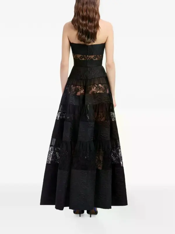 Elie Saab Brocade-lace Panelled Maxi Dress