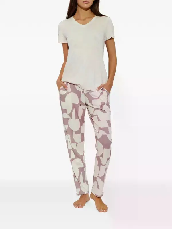 Hanro Geometric-print Drawstring Pajama Bottoms