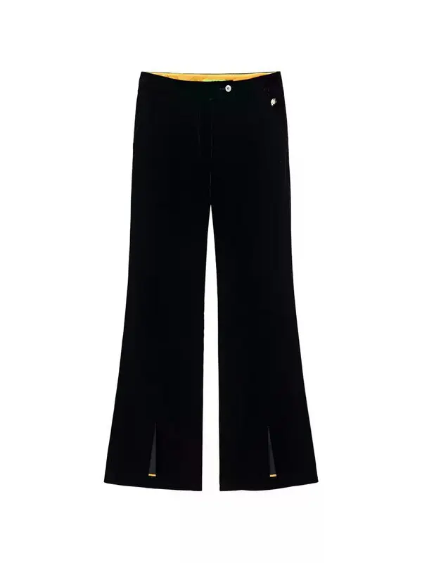 Shanghai Tang Meow Meow Velvet-effect Slit-hem Trousers
