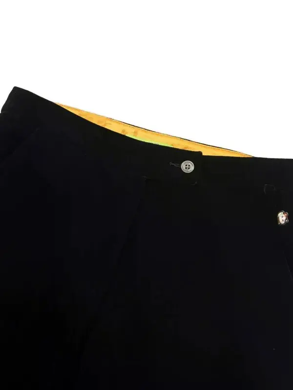 Shanghai Tang Meow Meow Velvet-effect Slit-hem Trousers
