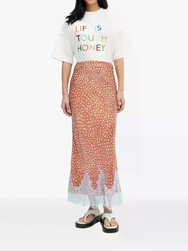 NEVER FULLY DRESSED Lace-trim Polka-dot Maxi Skirt