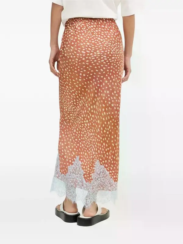 NEVER FULLY DRESSED Lace-trim Polka-dot Maxi Skirt