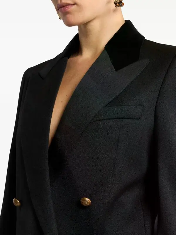 Etro Double-breasted Wool Jacket With Velvet Insert