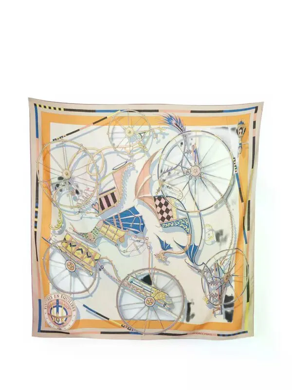 Hermès Voitures En Équilibre Scarf - Neutrals