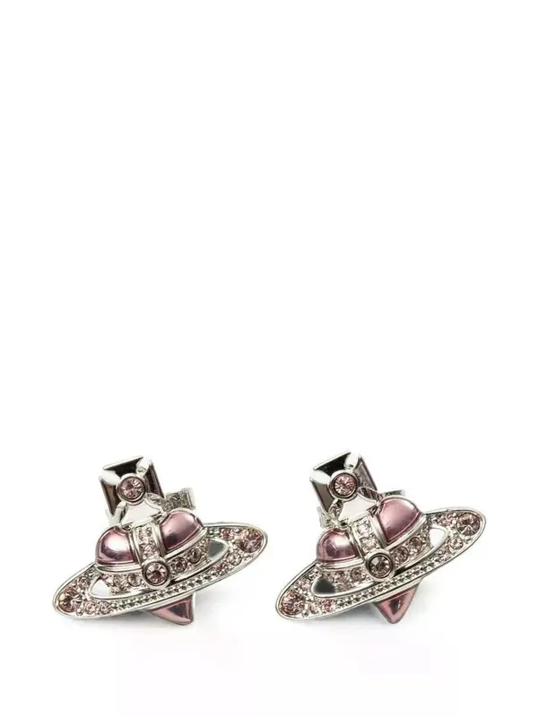VIVIENNE WESTWOOD New Diamante Heart Orb Stud Earrings - Silver