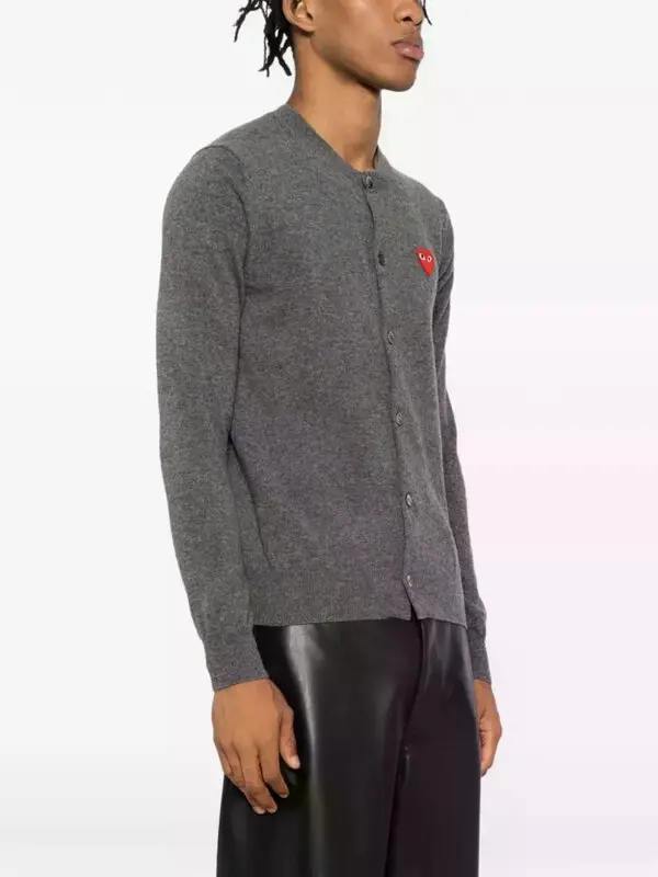 Play Comme Des Garcon Heart-patch Wool Cardigan