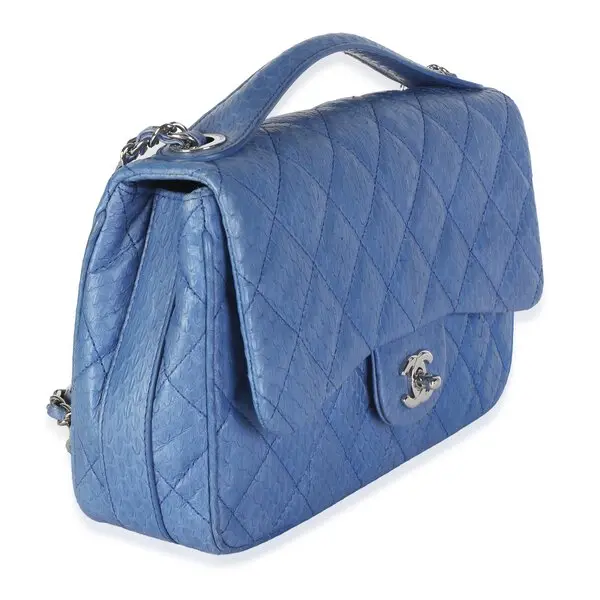 Chanel Quilted Snakeskin Easy Carry Flap Bag