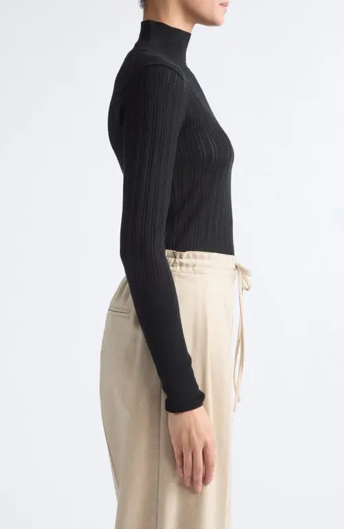 Maria Mcmanus Slim Fit Thermal Stitch Mock Neck Merino Wool Top