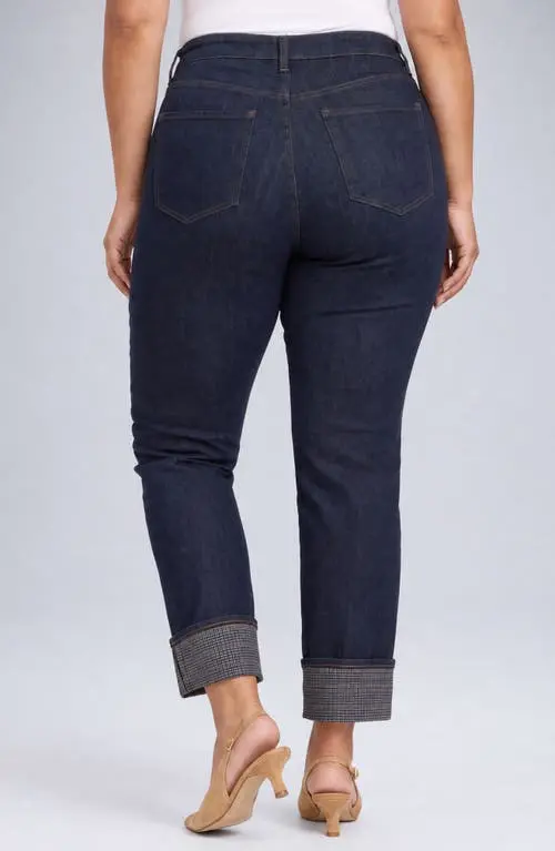 NYDJ Kasey High Waist Plaid Cuff Ankle Stovepipe Jeans