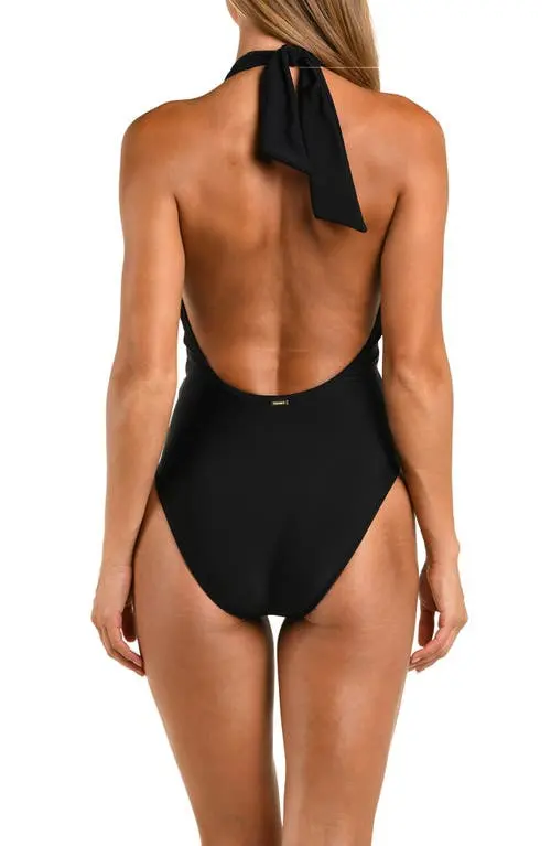 L'Agence Solid Sidney Plunge One-piece Swimsuit