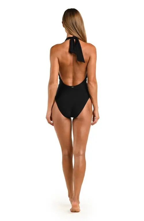 L'Agence Solid Sidney Plunge One-piece Swimsuit