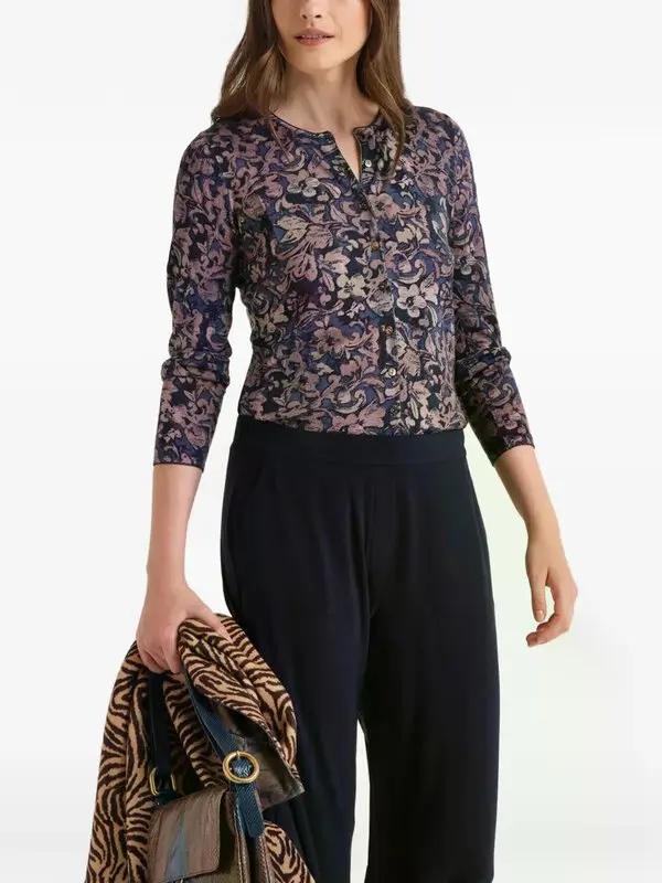 Malìparmi Floral-print Wool Cardigan - Blue