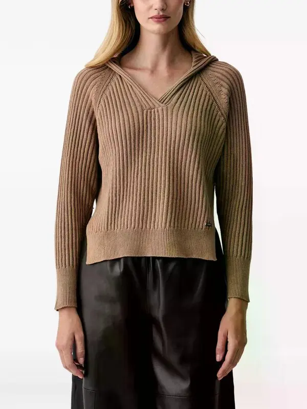 Dkny Ribbed-knit Raglan-sleeve Hoodie - Neutrals