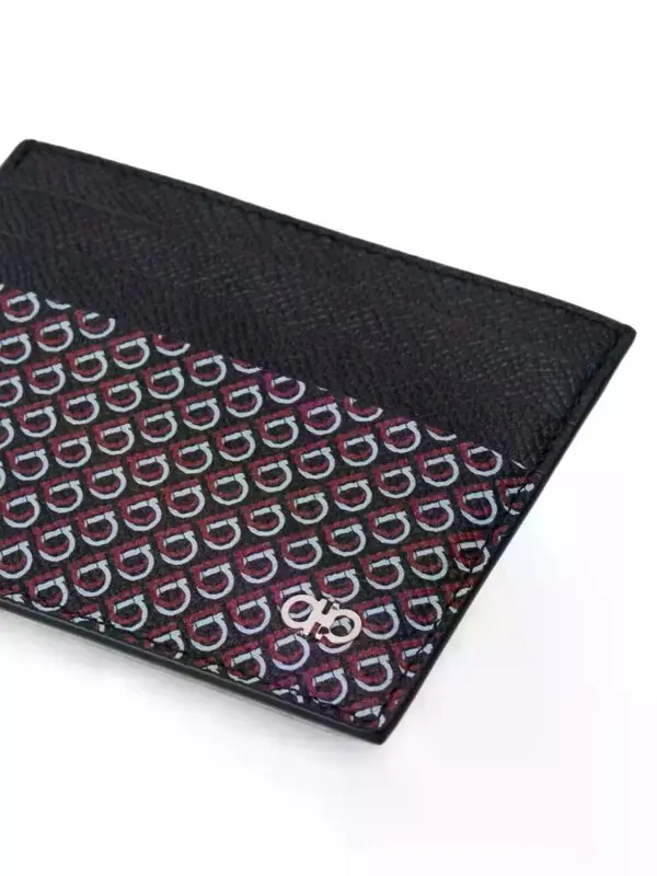 FERRAGAMO Gancio-print Hammered Leather Card Holder