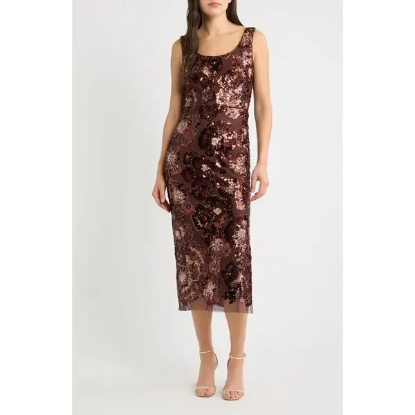 Eliza J Sequin Sleeveless Midi Dress