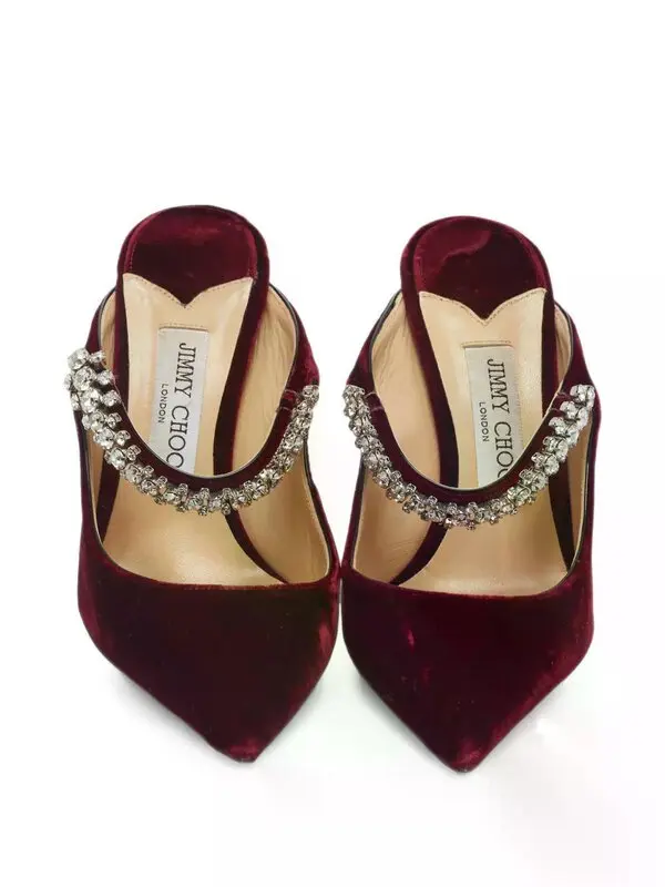 JIMMY CHOO Bing Crystal-embellished Velvet Heeled Mules