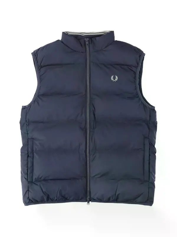 Fred Perry Quilted Logo-embroidered Gilet - Blue