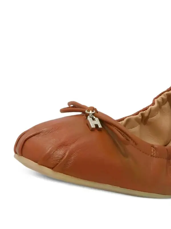 Hogan Bow-detail Leather Ballet Flats