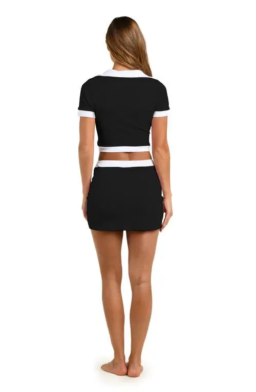 L'Agence Chic Short Sleeve Swim Top