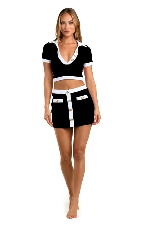 L'Agence Chic Short Sleeve Swim Top