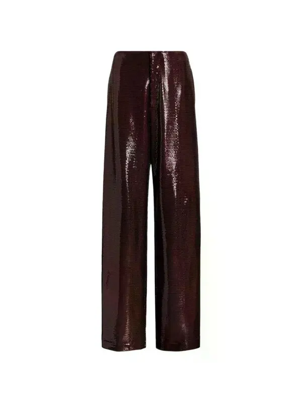 Alberta Ferretti Sparkling Night Sequin-embellished Wide-leg Trousers - Red