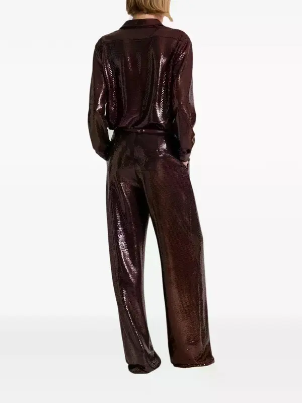 Alberta Ferretti Sparkling Night Sequin-embellished Wide-leg Trousers - Red