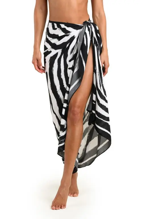 L'AGENCE Maribel Zebra Print Sarong - Black