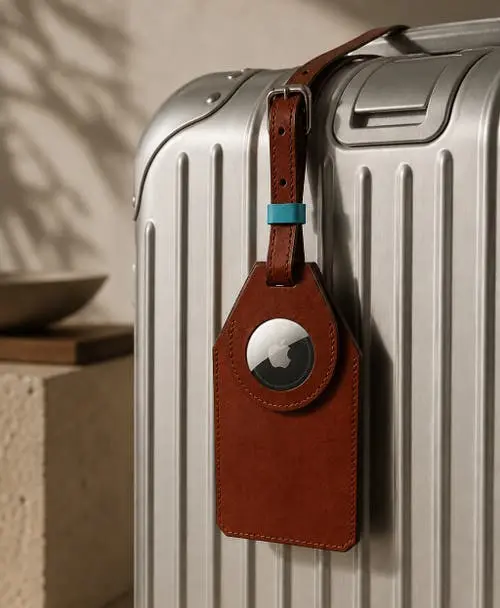 BLUEBONNET The Toscano Italian Leather Airtag Luggage Tag