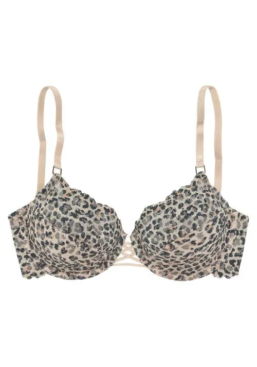 LASCANA Mesh Animal Print Underwire Bra