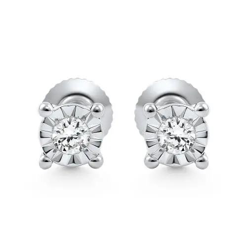 BLISS DIAMOND Screw Back Diamond Studs Lab Grown - Silver